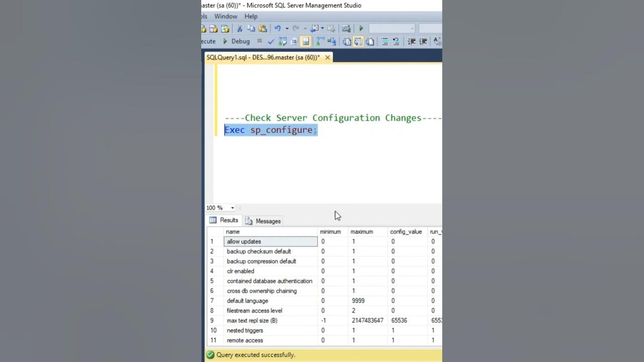 Sql Query to check server configuration changes #sqldba #sqlforbeginners #sqlinterviewquestions ...