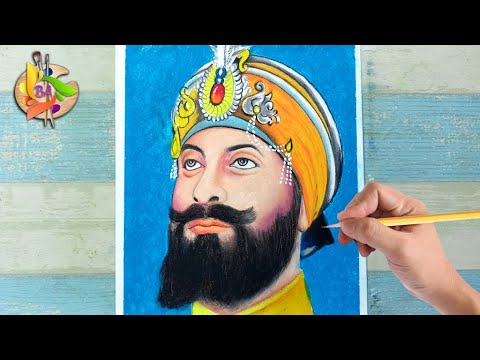 How to draw Guru Gobind Singh Ji | Easy Oil Pastels drawing - YouTube