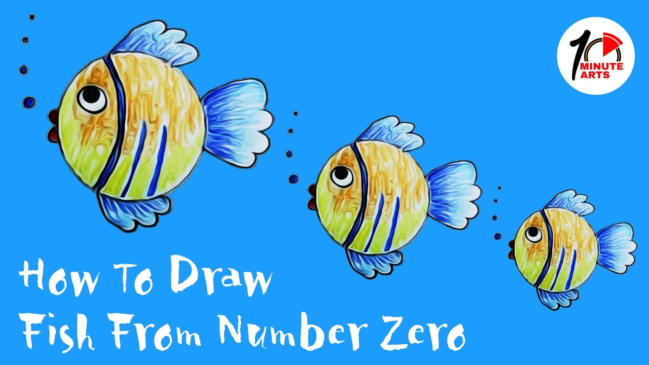 How To Draw Fish From Number Zero | Fish Sketch | 10 Minute Arts - YouTube