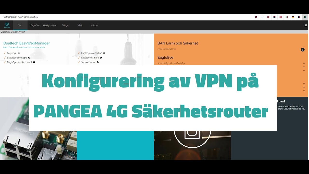 Dualtech - Konfigurering av VPN på PANGEA 4G Säkerhetsrouter - YouTube