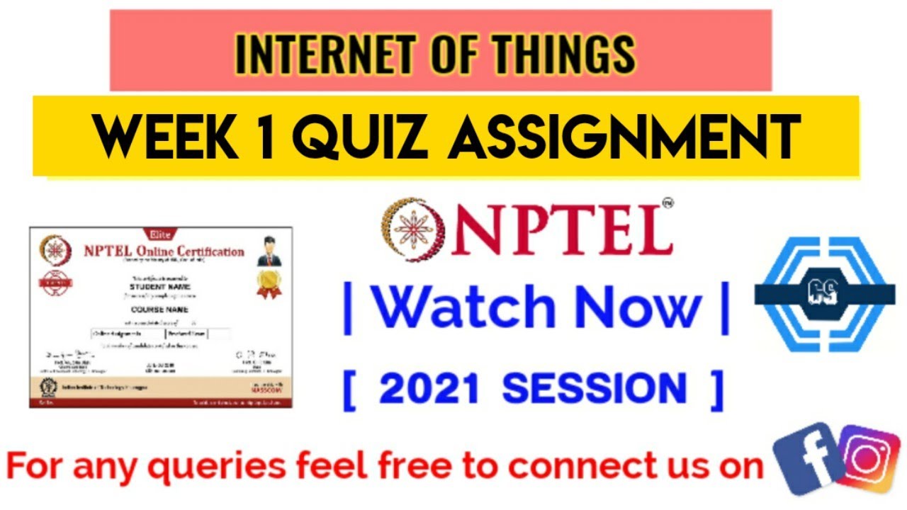 Introduction To Internet Of Things | Week 1 Answers 2021 | NPTEL ...