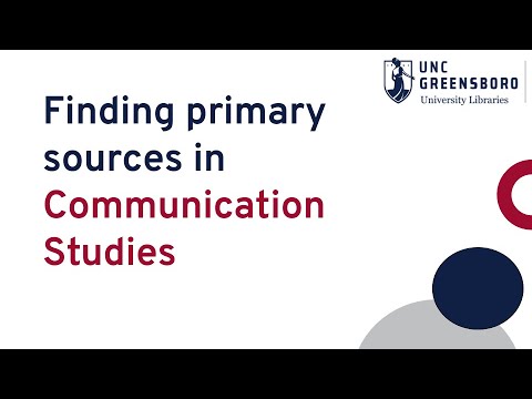 Finding Primary Sources in Communication Studies - YouTube