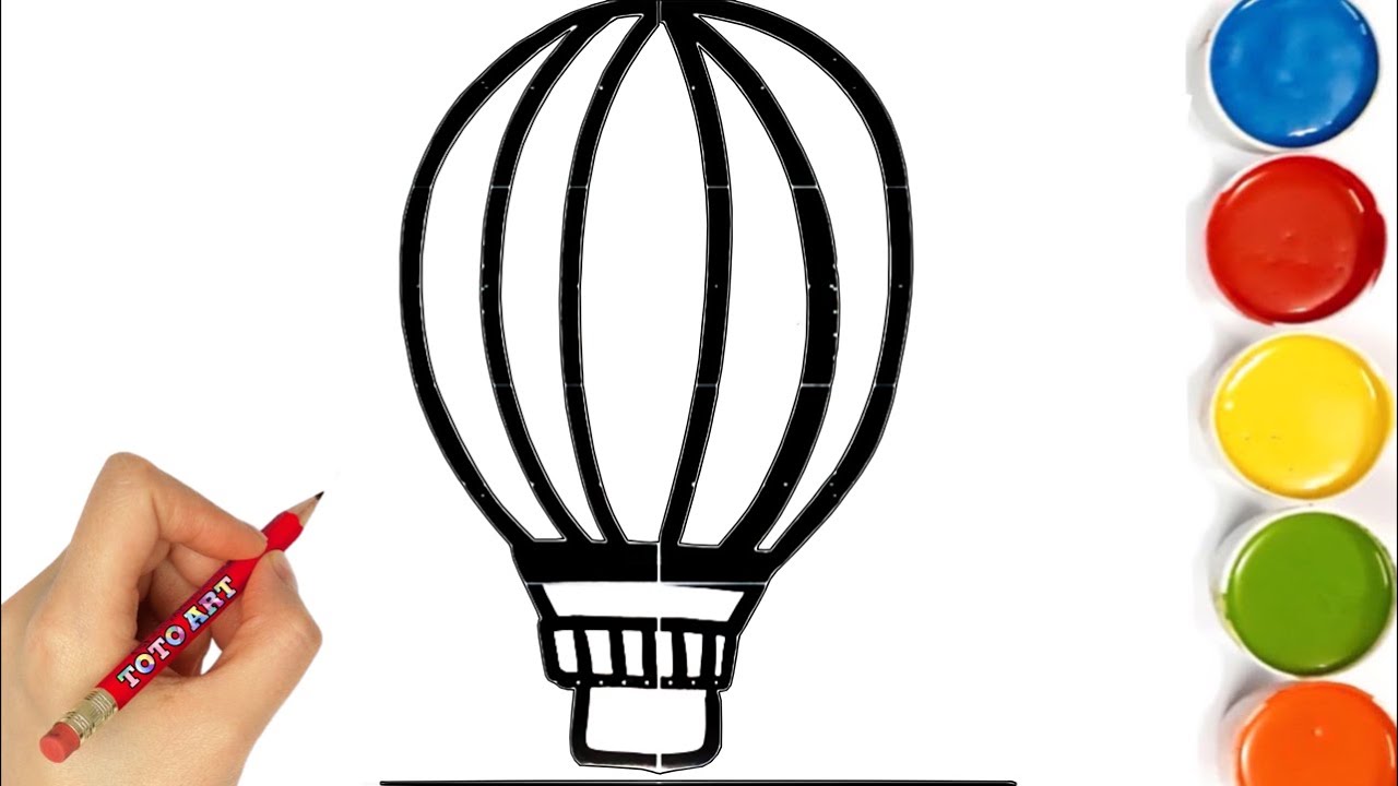 How to draw Cute blimp -Colouring for Kids & Toddlers |Draw, Paint and ...