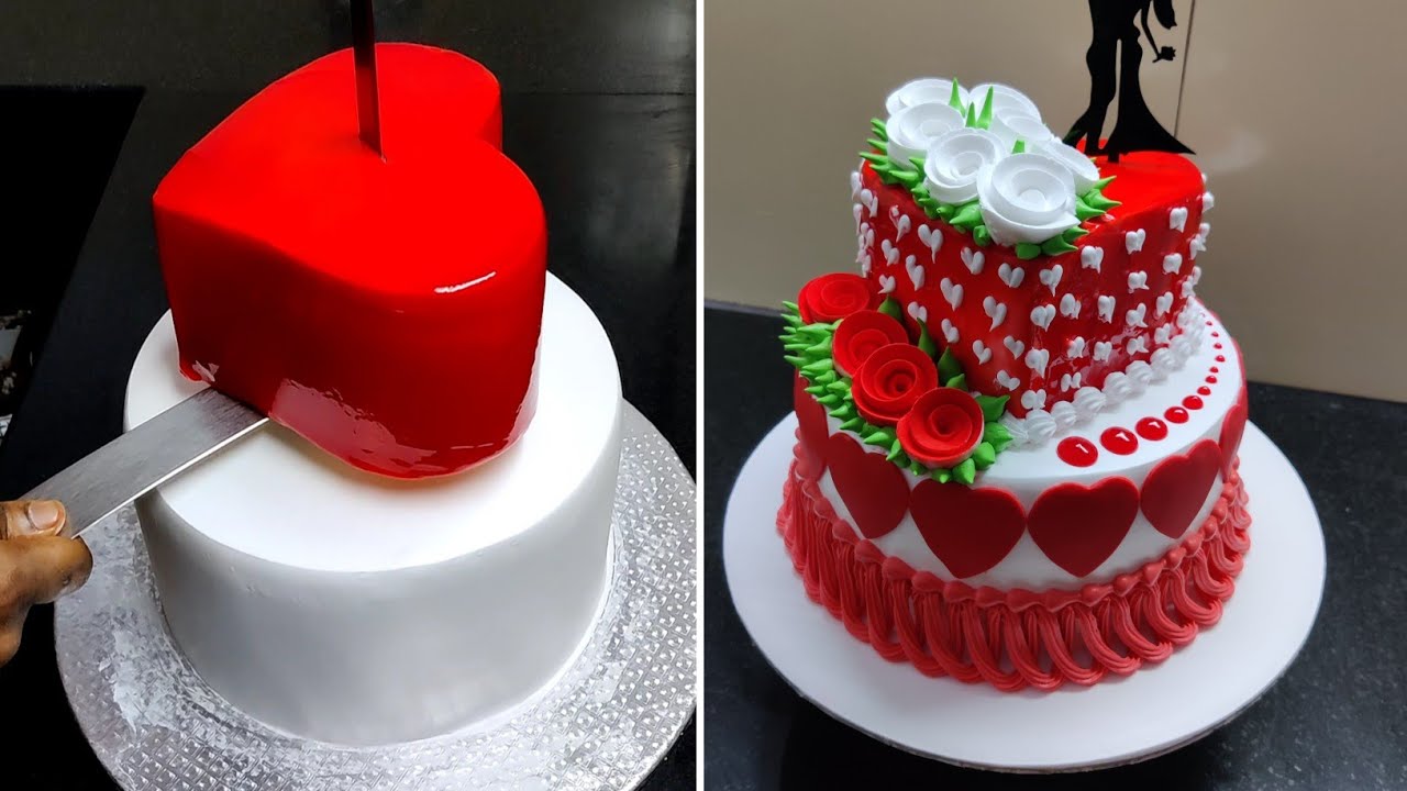 Engagement Cake Design | Fancy Cake Design Love Shape Cake - YouTube