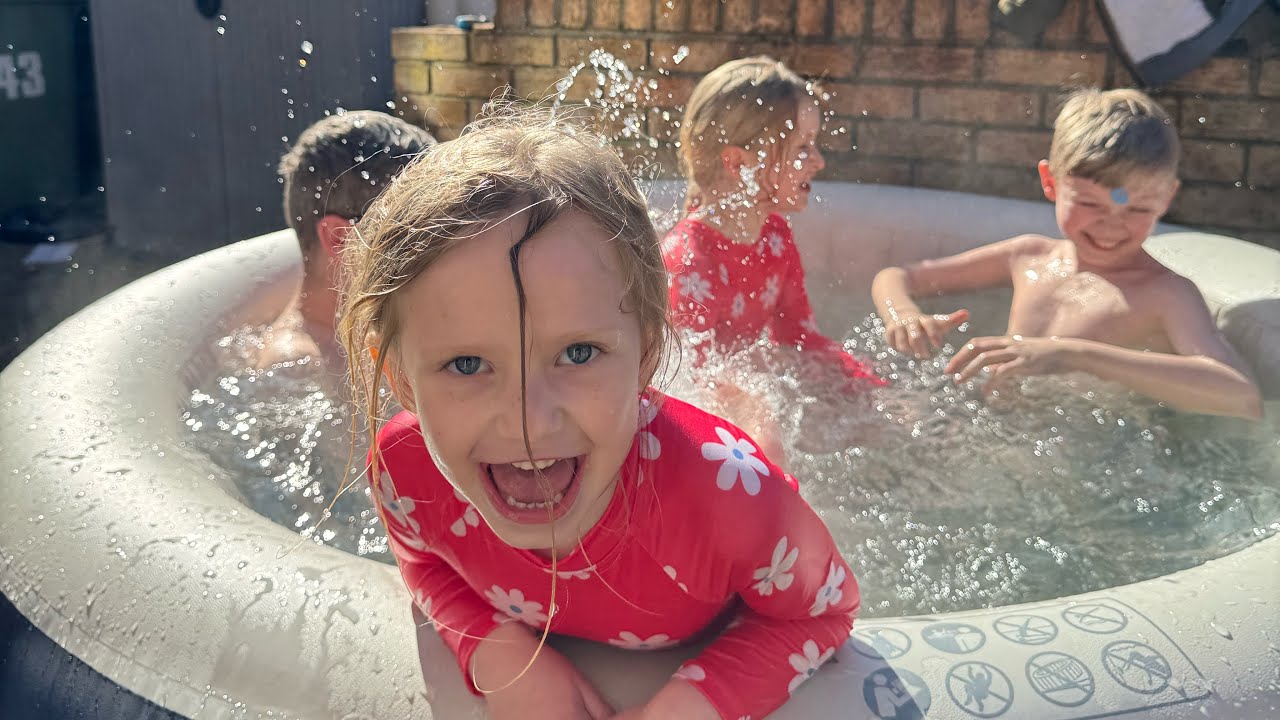 big BACKYARD pool spa hot tub evening! Charlotte & Elsie’s best new ...