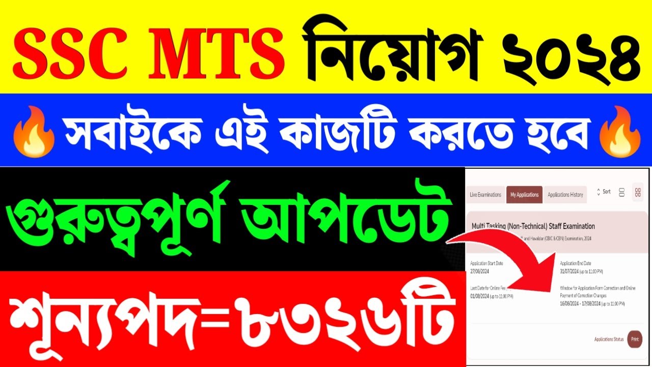 SSC MTS Form Fill Up 2024 New Update|SSC MTS Application Status Check ...