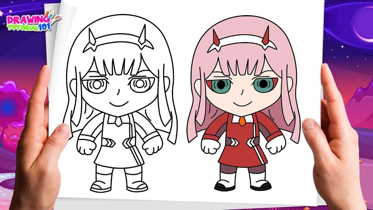 How To Draw Zero Two From Darling In The Franxx - YouTube