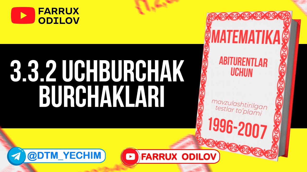 3.3.2 Uchburchak burchaklari | 5 - dars - YouTube