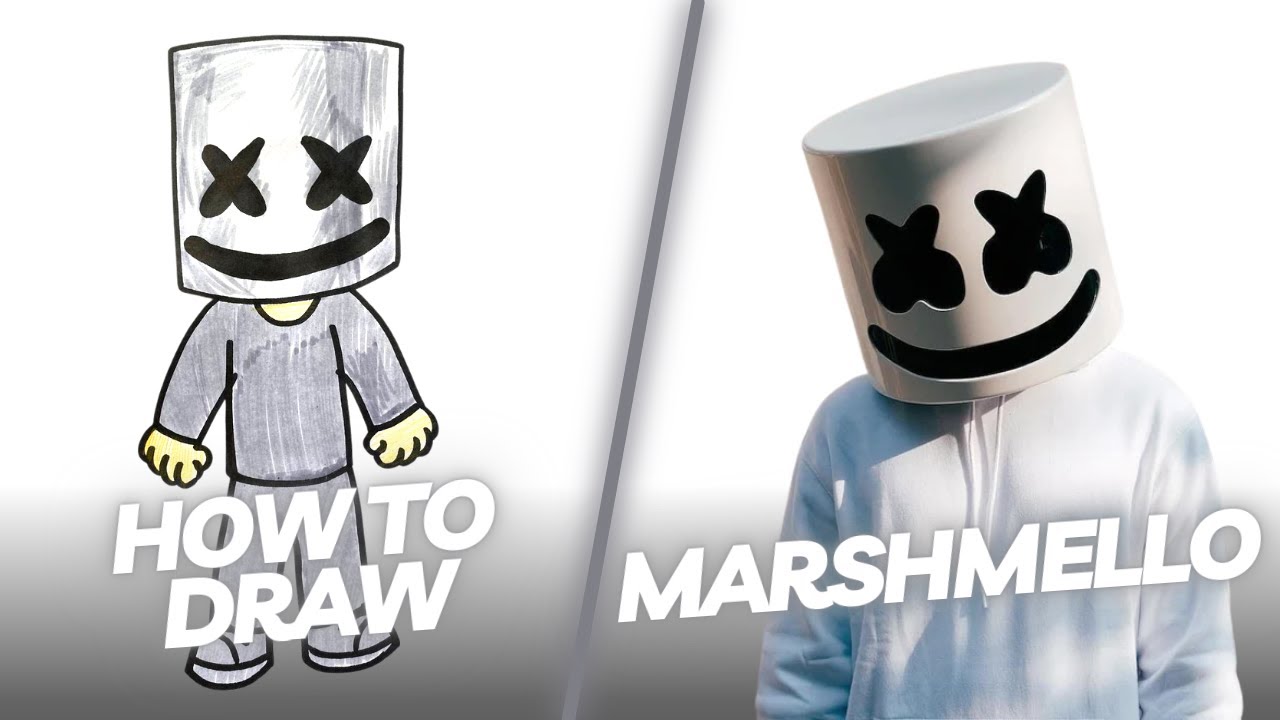 How To Draw Marshmello Cartooning Club Tutorial Youtube