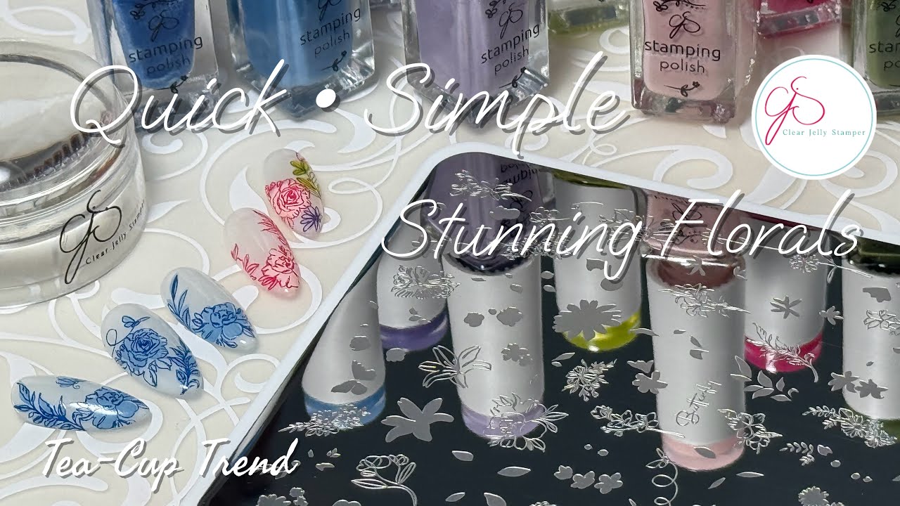 Tea Cup Nails - Quick & Simple Stamped Nails - YouTube