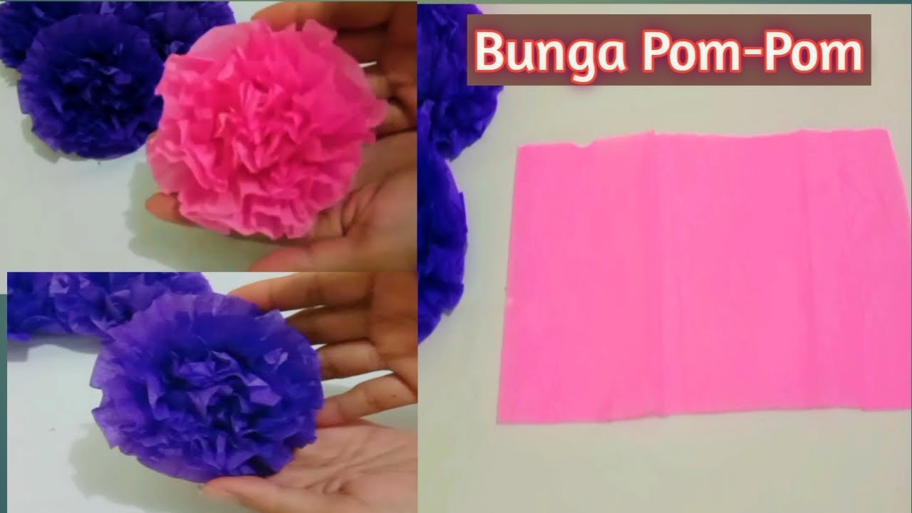 DIY Cara Membuat Bunga Pom Pom dari Kertas Krep cepat dan mudah | paper ...