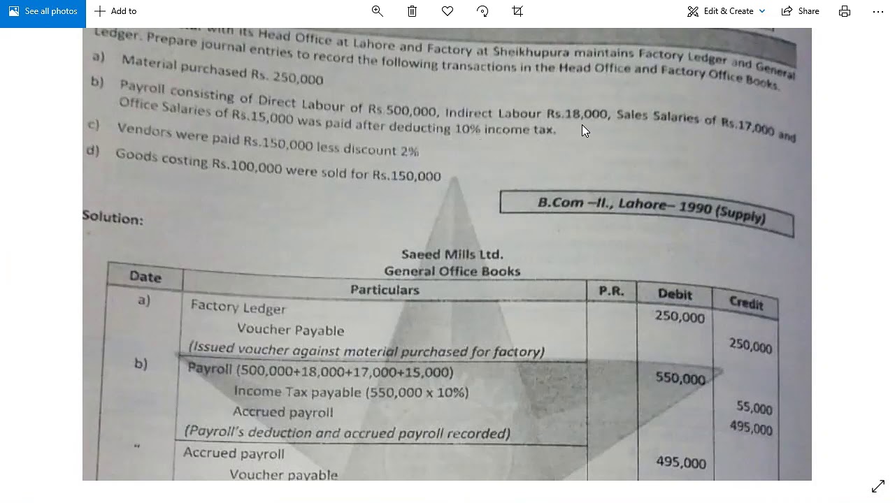Cost Accounting | Factory ledger & General Ledger | Problem 5 Lecture 1 ...