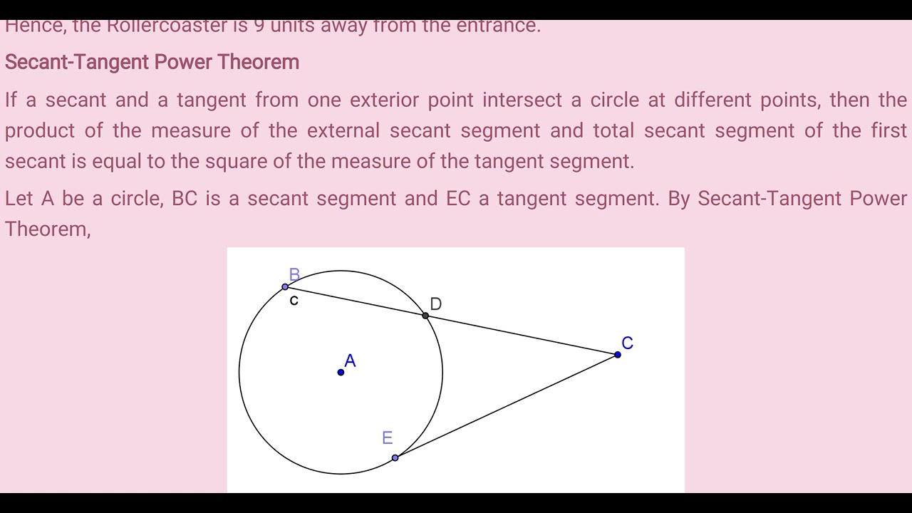 Power Theorems Part II Secant-Tangent Power Theorem - YouTube