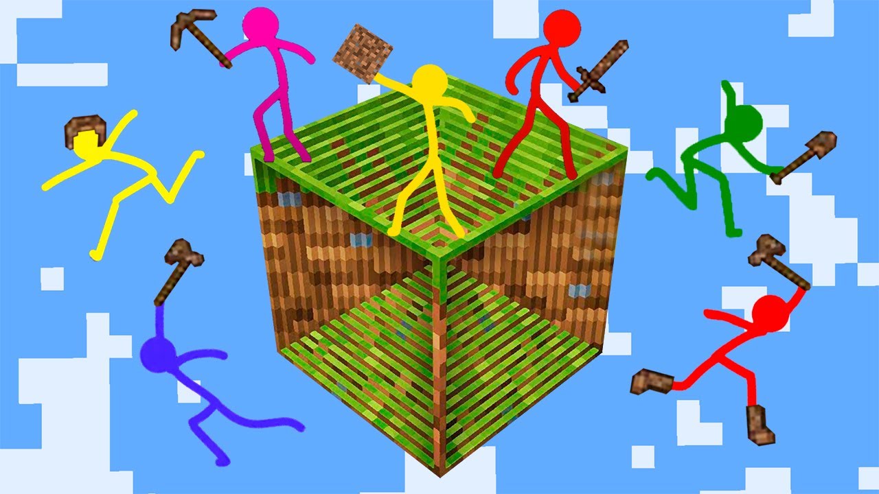 Stickman vs Minecraft Animation GRASS CUBE ILLUSION | Animation vs ...