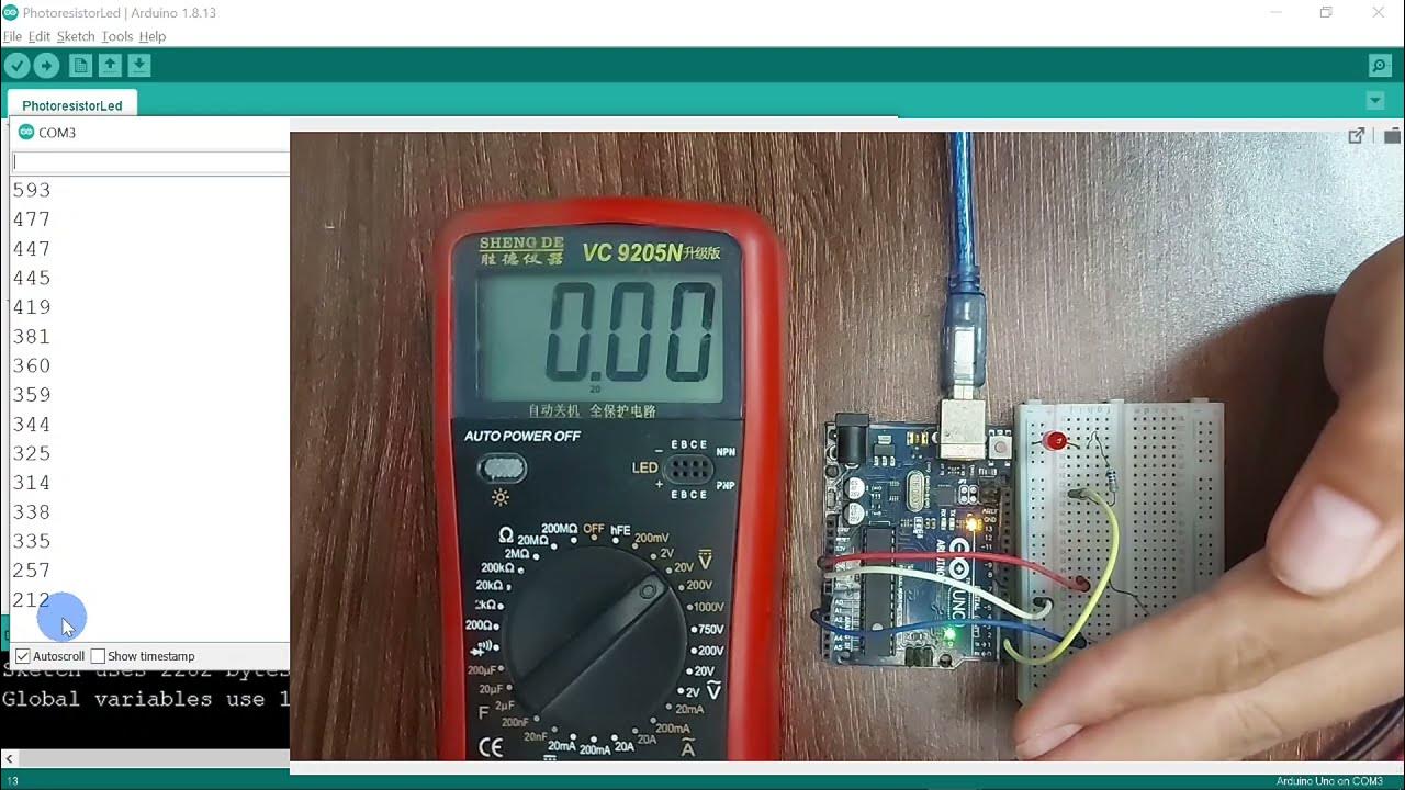 007 Arduino Analog Input using photoresistor (light sensor) - YouTube