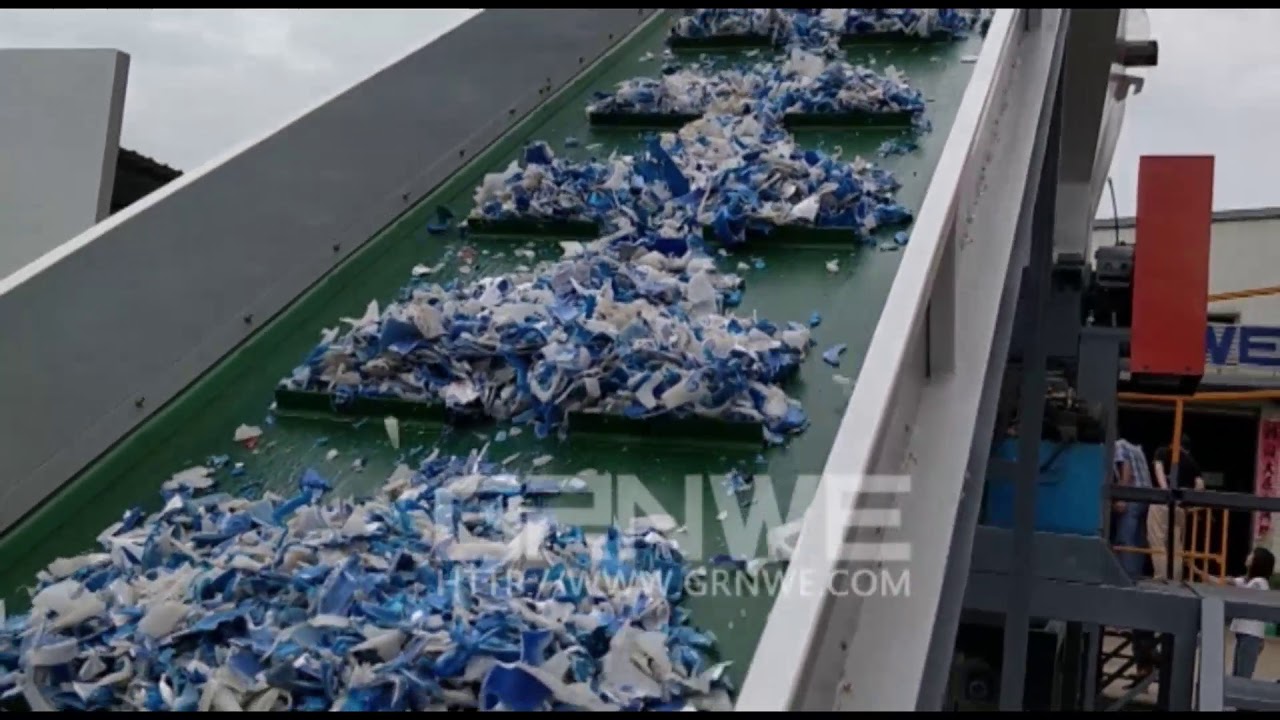 Waste plastic blue drum, IBC barrel washing line - YouTube