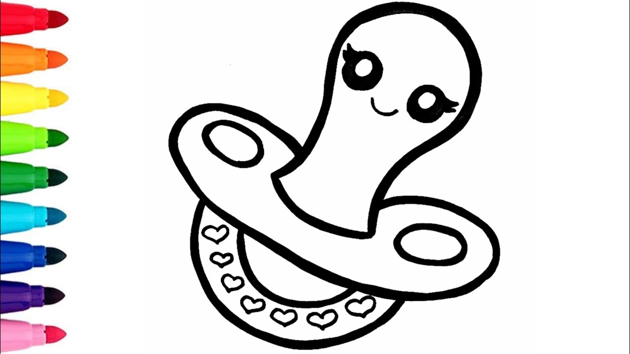 Drawing a cute pacifier 👶🌈 drawing for kids - YouTube