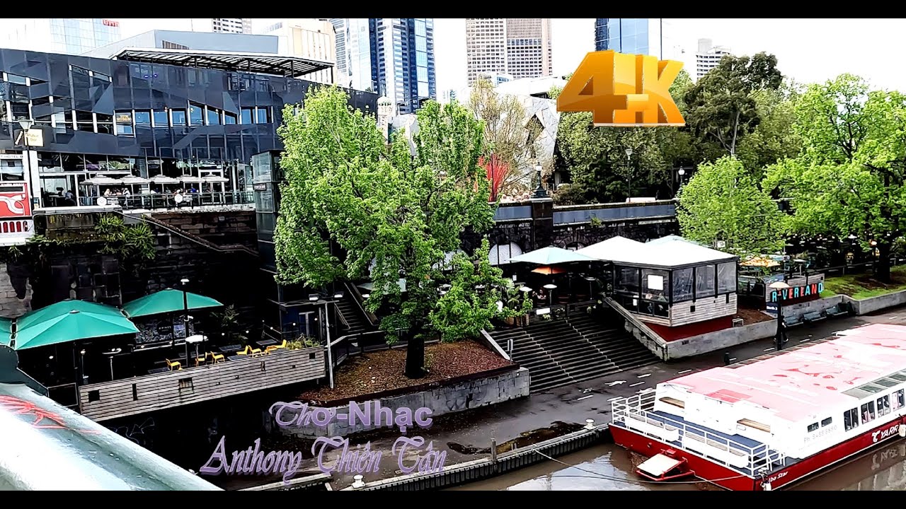 4k Những quán caffe và nhà hàng thư giãn dọc theo - sông Yarra và Fed ...