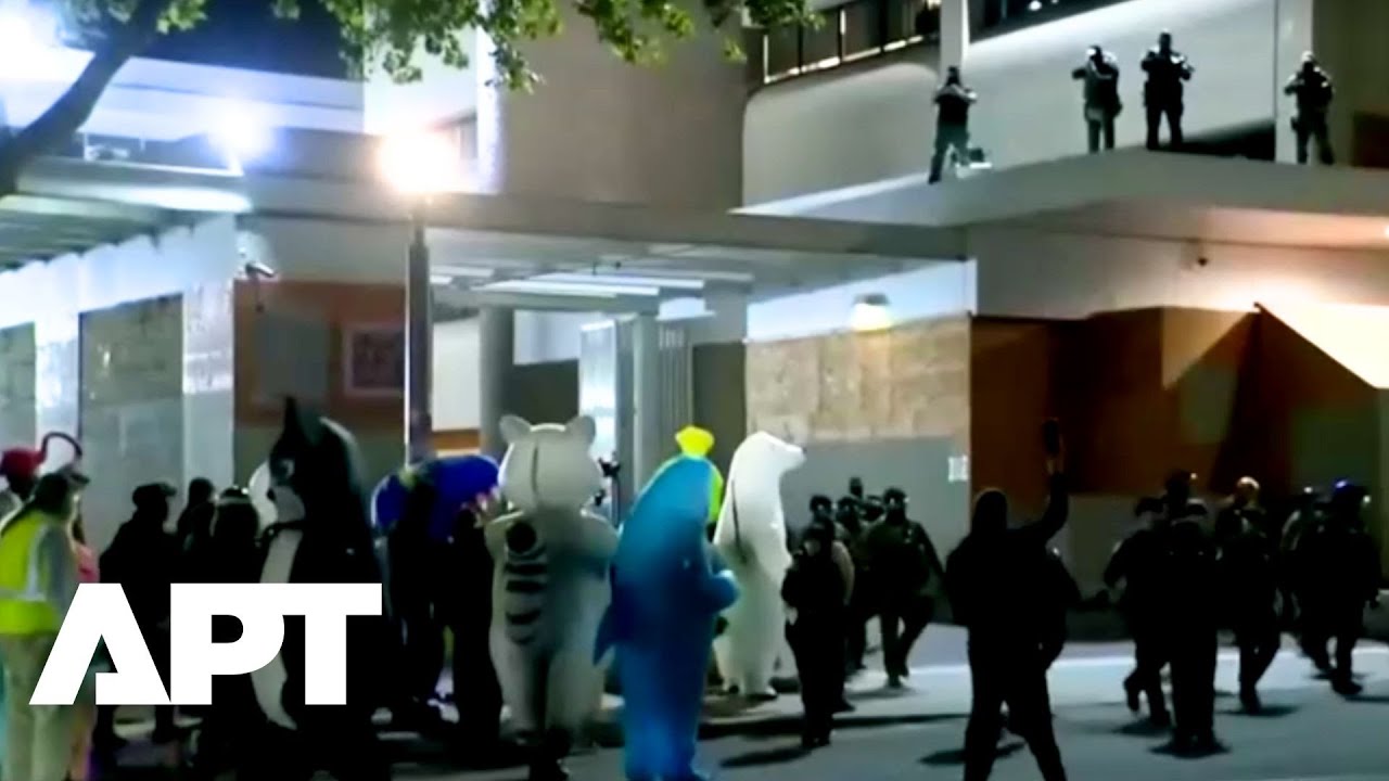 WATCH: Police Confront Animal-Costumed Protesters at Portland ICE ...
