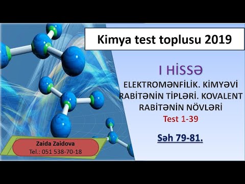 ELEKTROMƏNFİLİK. KİMYƏVİ RABİTƏNİN TİPLƏRİ. KOVALENT RABİTƏNİN NÖVLƏRİ. TEST 1-39. SƏH.79-81.