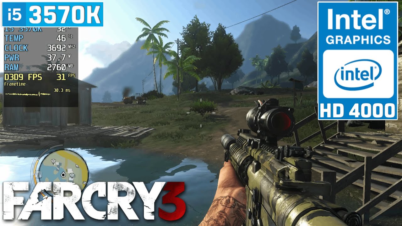 Far Cry 3 - i5 3570K + Intel HD Graphics 4000 - YouTube