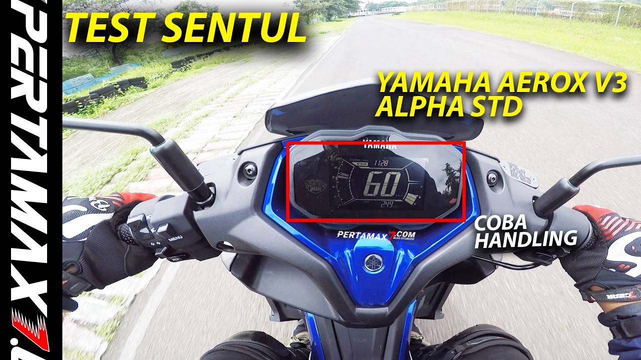 REVIEW TEST RIDE Yamaha Aerox Alpha Standar Non ABS Warna Biru Sirkuit ...