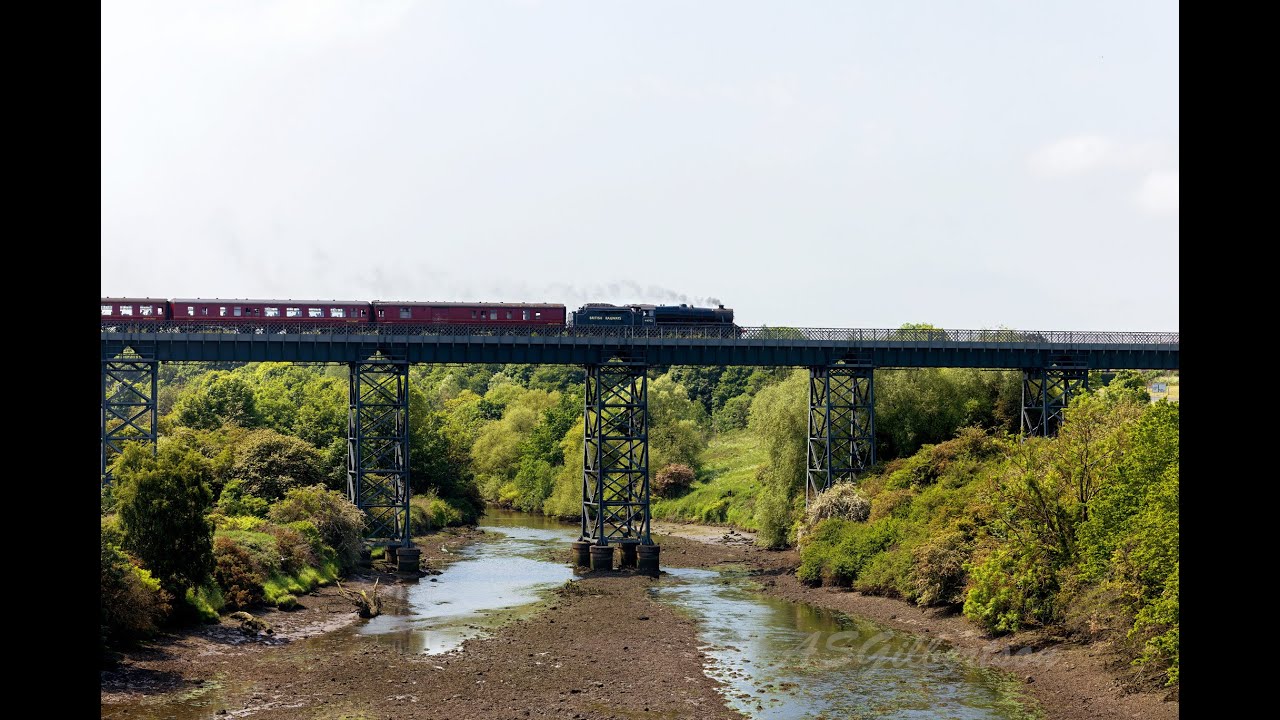 Stanier 5MT 44932 Crosses the river Blyth on 'The Tynesider', 10 June ...