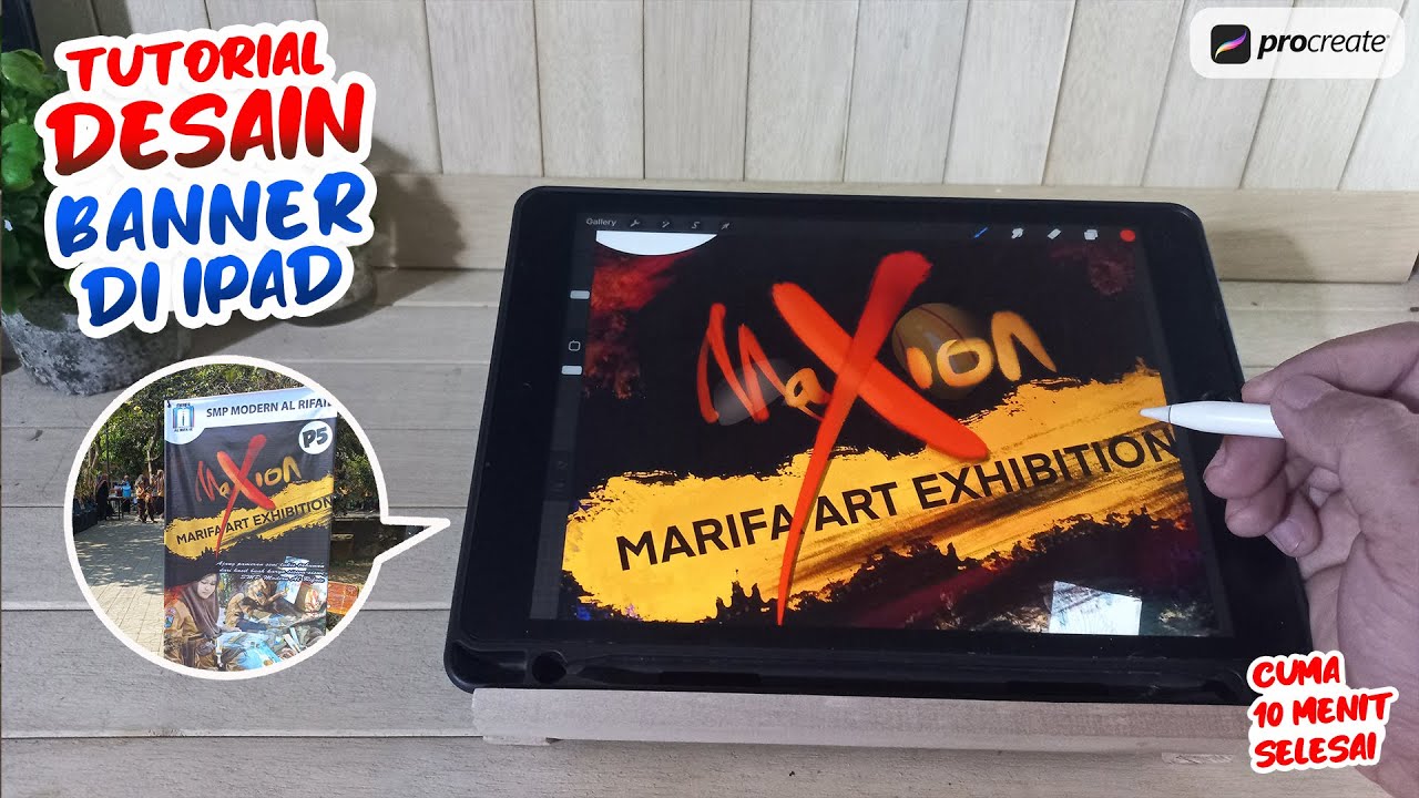 Cara membuat desain banner di procreate ipad sampai dicetak - YouTube