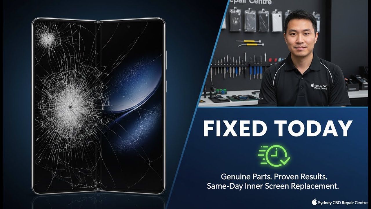 Cracked Galaxy Z Fold 5 Inner Screen Replacement in Sydney 2026 – Same ...