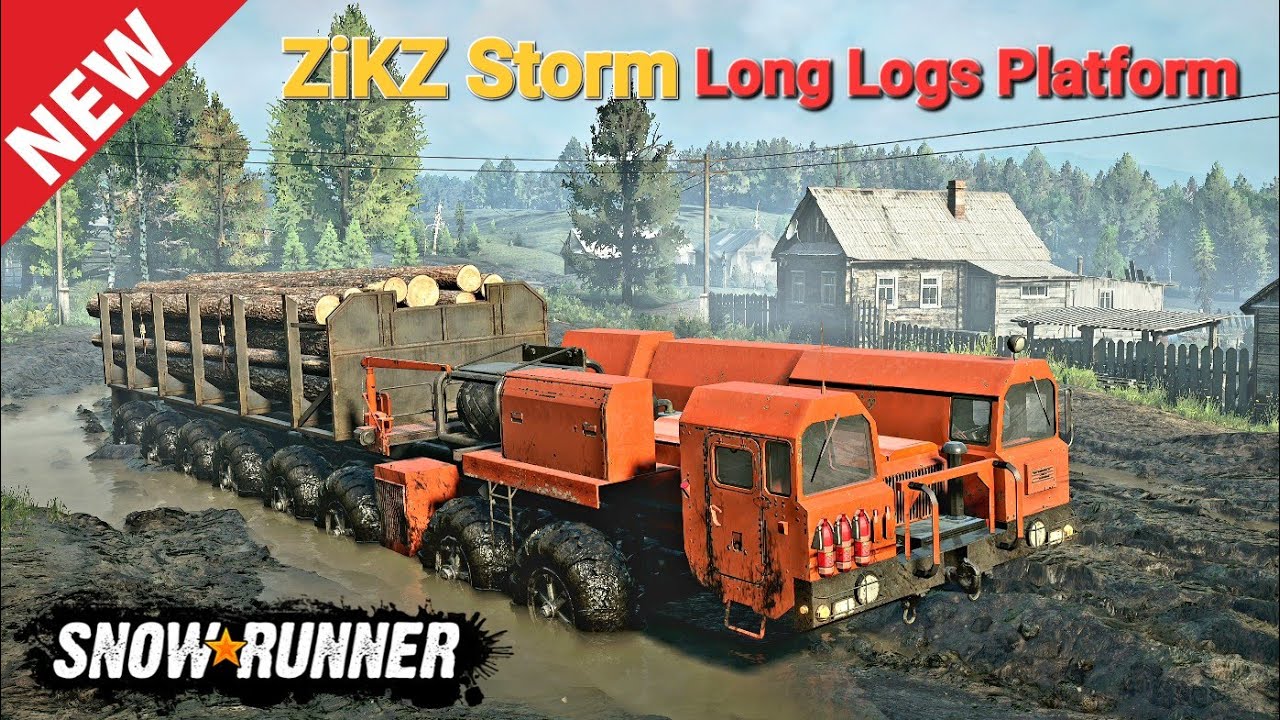 New ZiKZ Storm Truck With Long Logs PlatForm In SnowRunner - YouTube