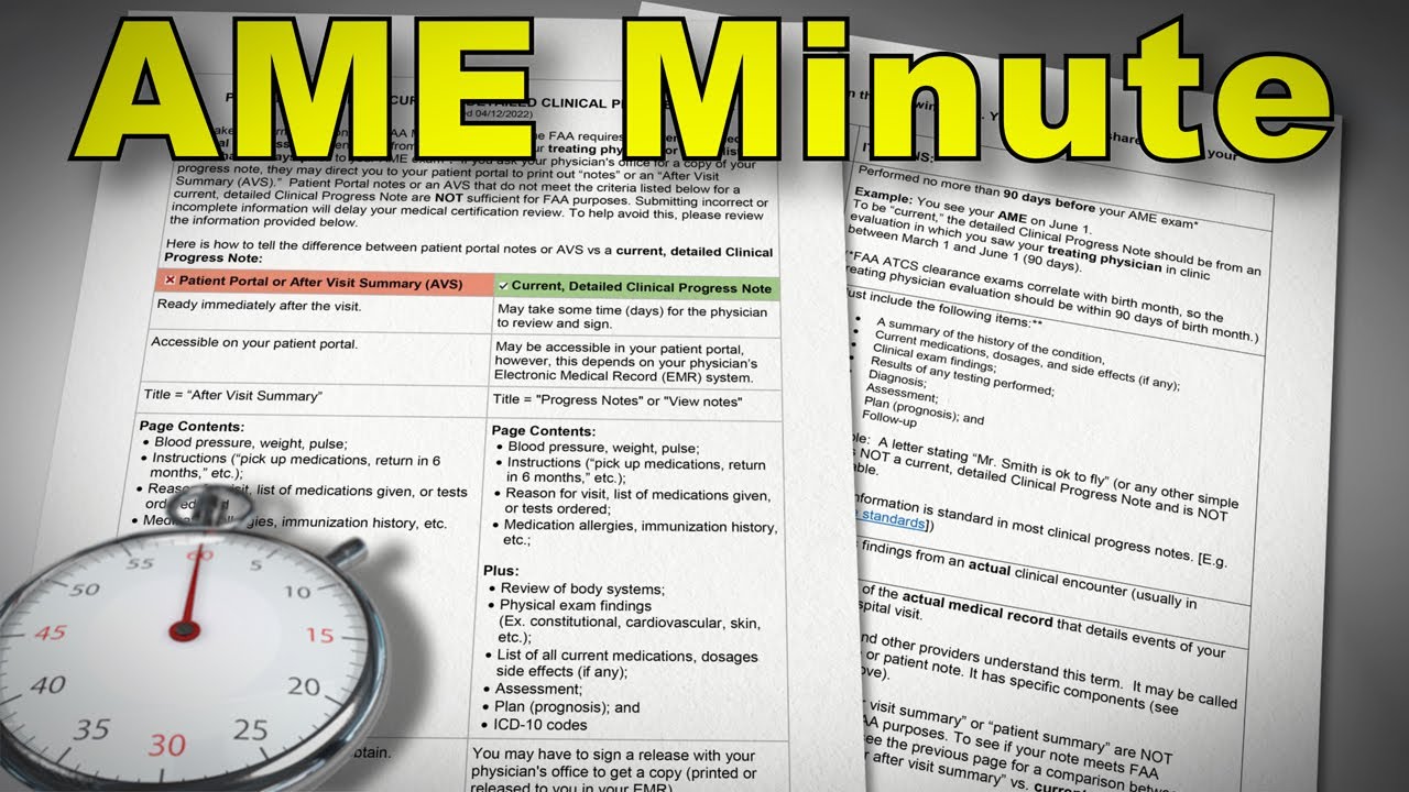 AME Minute: Why does the FAA need a detailed clinical progress note ...