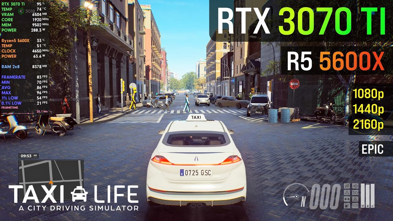 Taxi Life Epic Settings on RTX 3070 TI + Ryzen5 5600x - YouTube