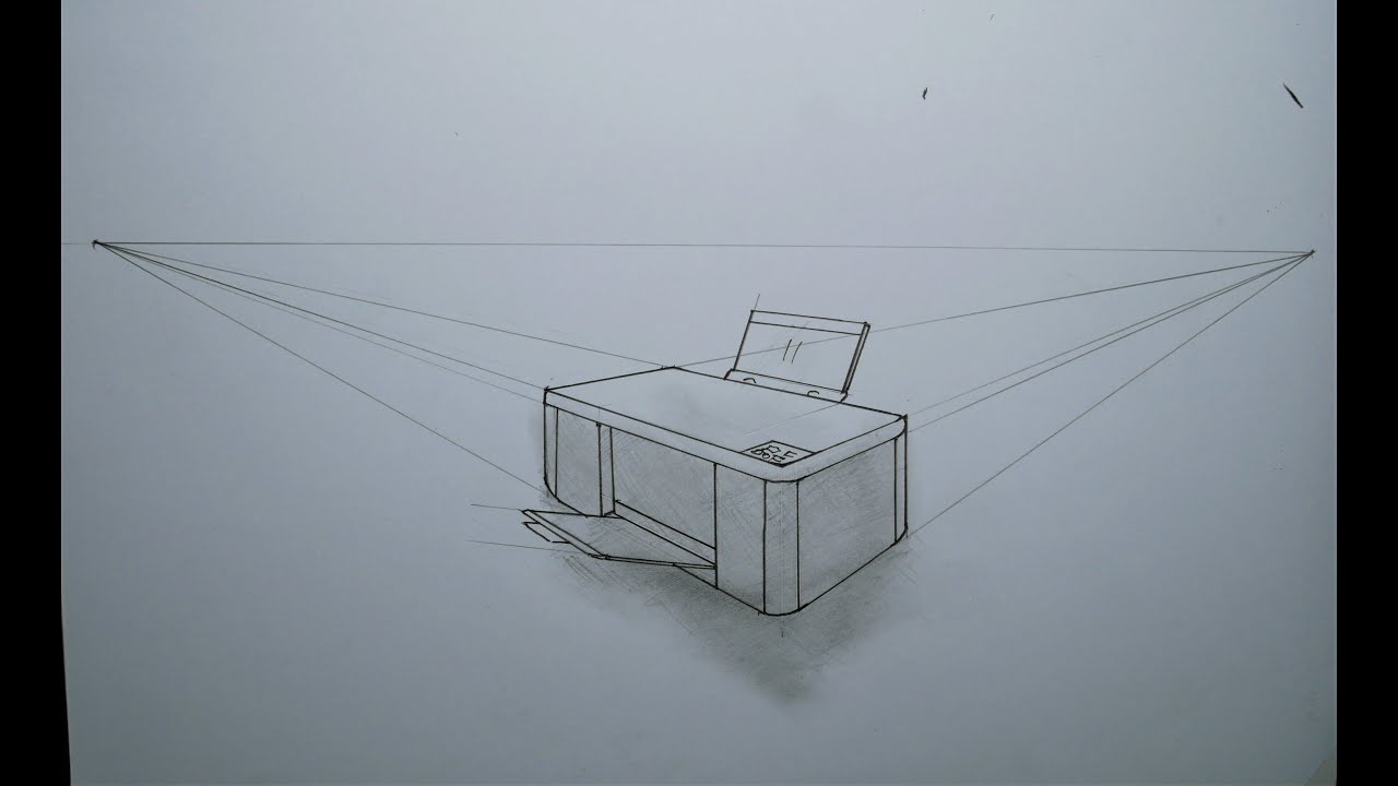 how to draw in 2 point perspective for beginners - a printer - YouTube