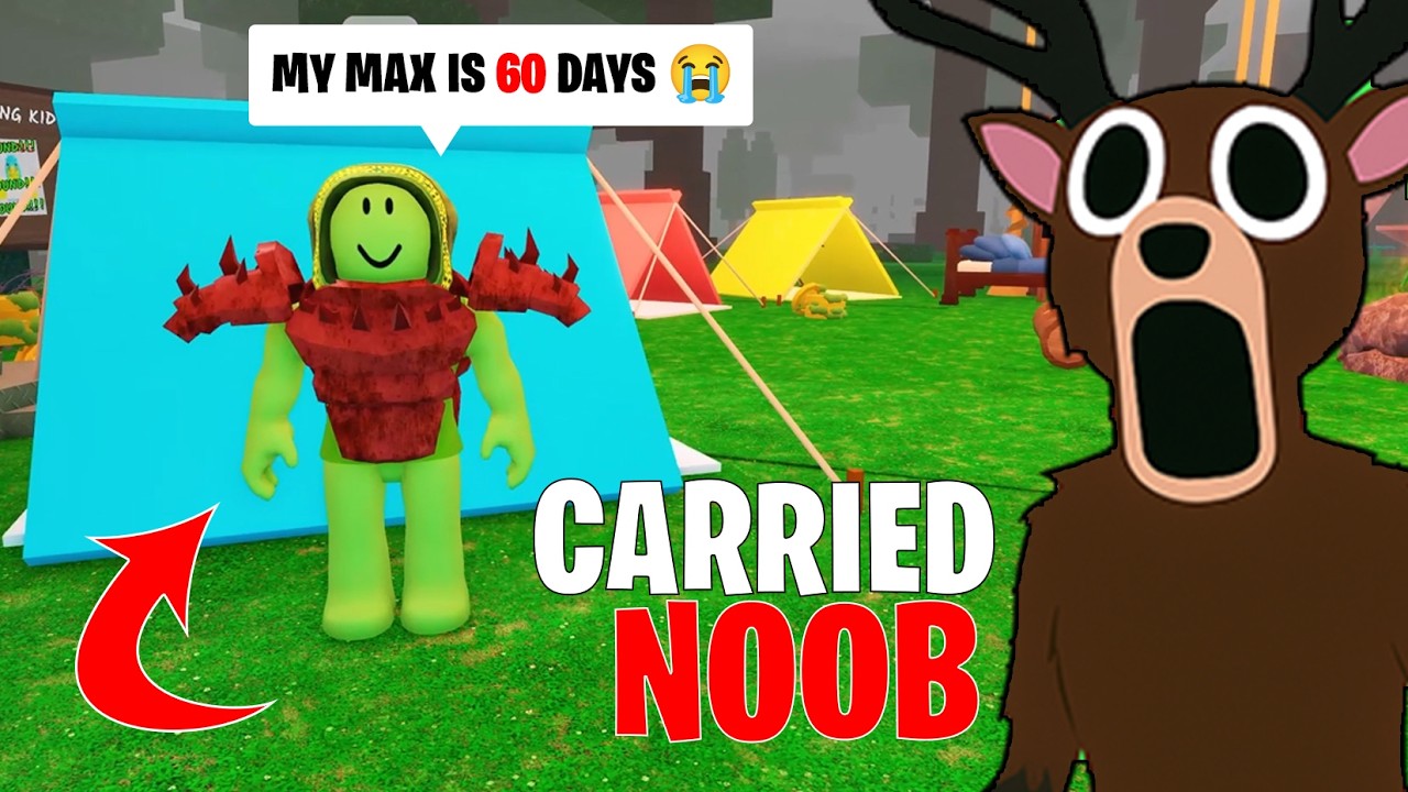 I Carried A NOOB To Day 300 In 99 Nights in the Forest! - YouTube