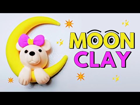 Homemade MOON 🌙 CLAY Art | Bear 🐼 On Moon Clay Art | Clay Toys Making ...