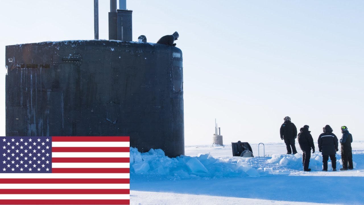 US Navy fast attack submarine surfacing the Arctic Circle. - YouTube