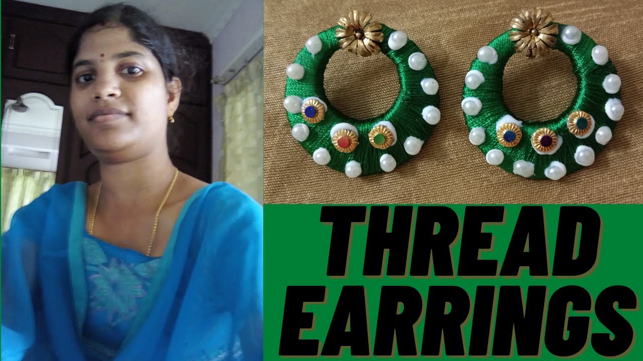 How to make thread earrings|| - YouTube