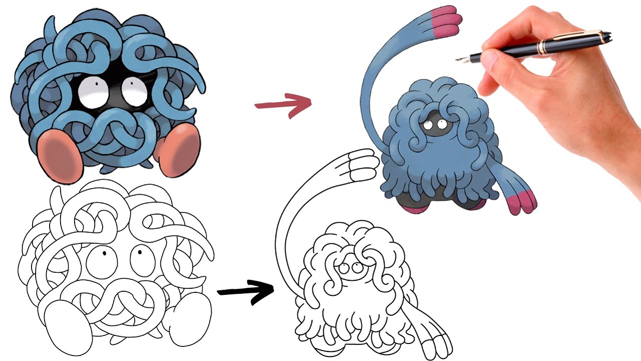 How To Draw TANGELA and TANGROWTH POKEMON | Pokemon Evolution - YouTube