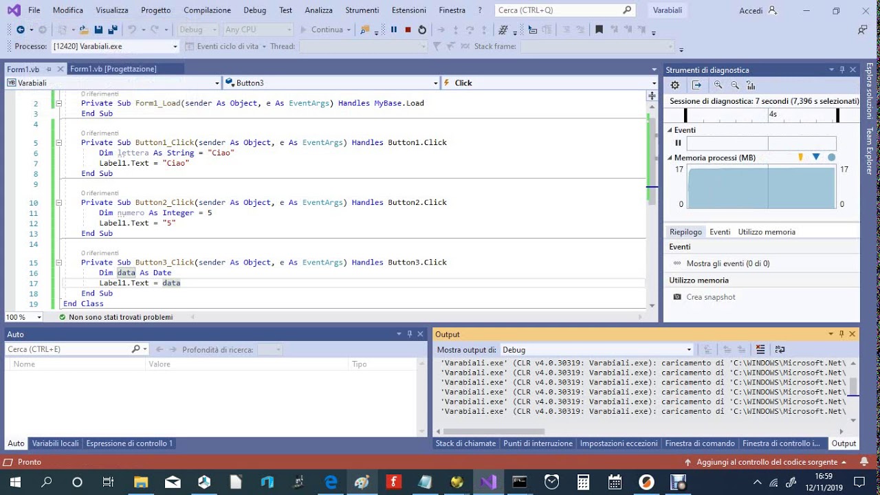 Le variabili in Visual Basic - YouTube