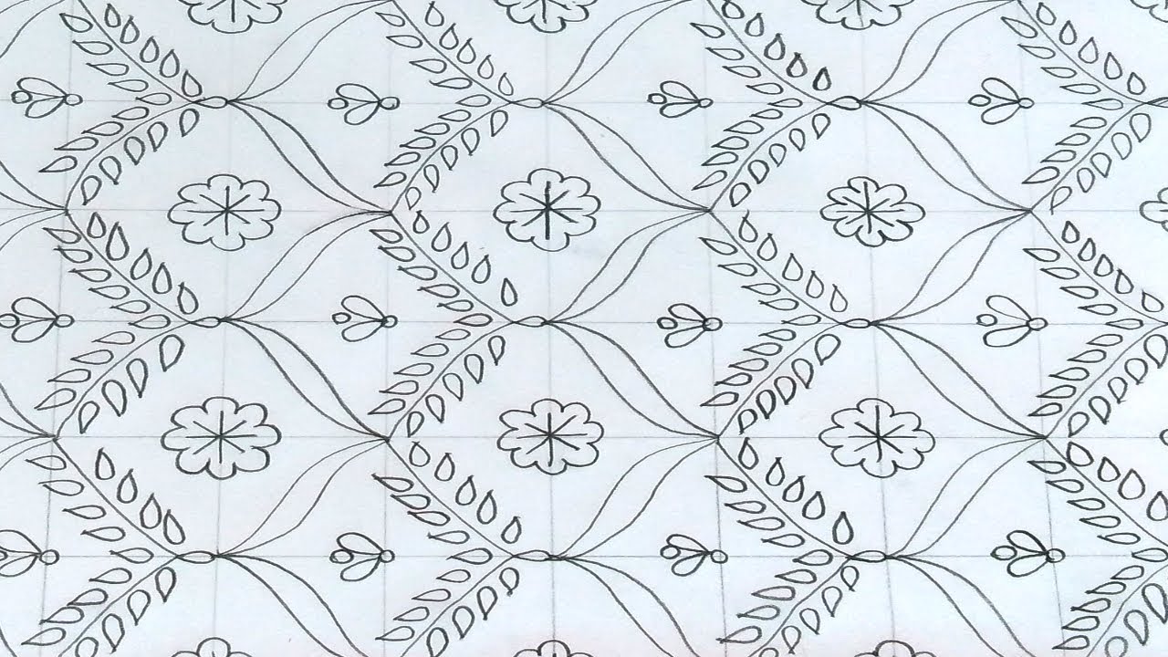 Beautiful Nakshi kantha design-122,How to draw Nokshi katha ,নকশী কাথার ...
