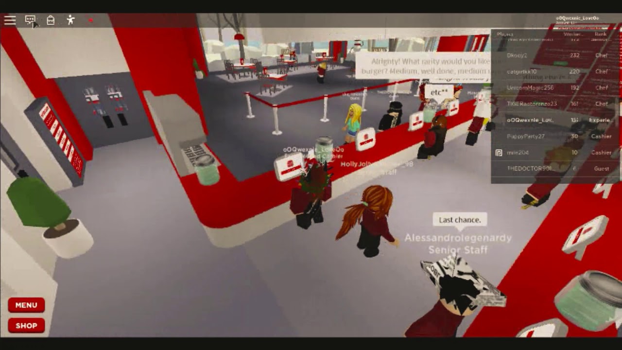 ROBLOX! SizzleBurger I got Experienced Cashier! SHIFT - YouTube