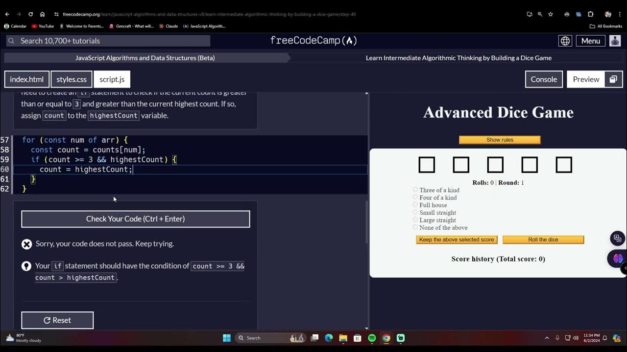 Algorithmic Thinking Dice Game 40 - YouTube