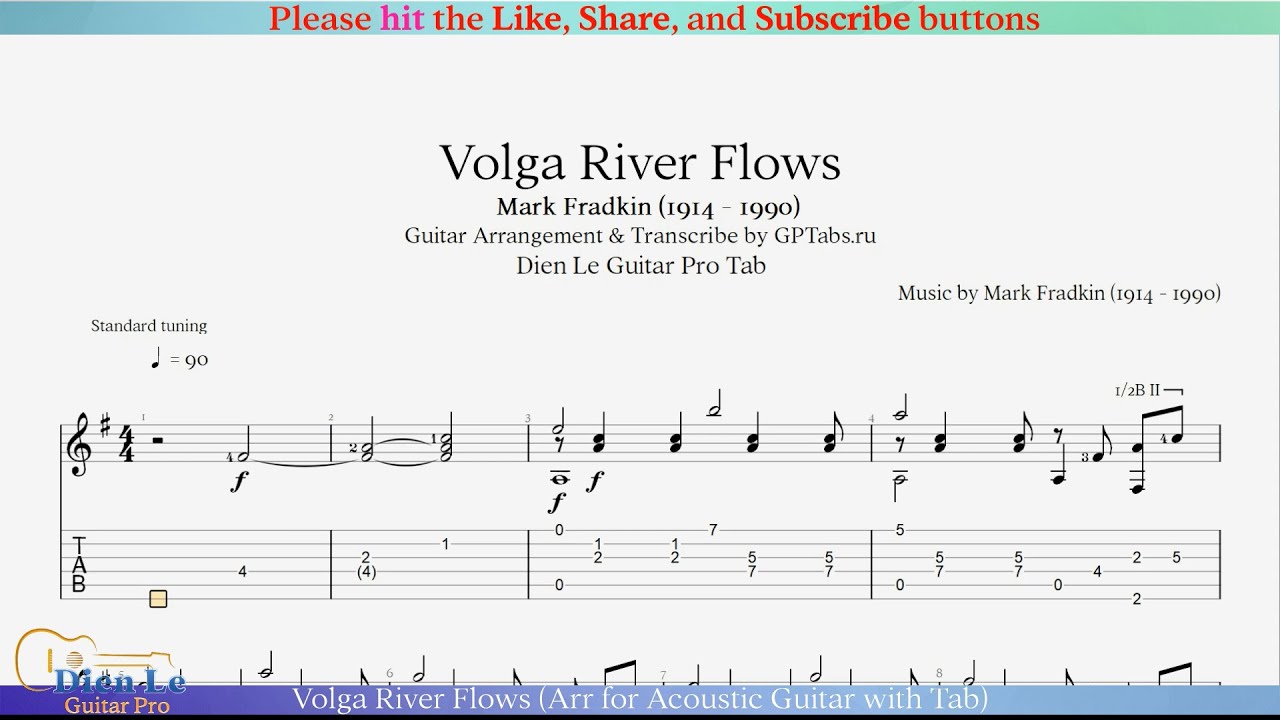 Volga River Flows (Arr for Acoustic Guitar with Tab) - YouTube