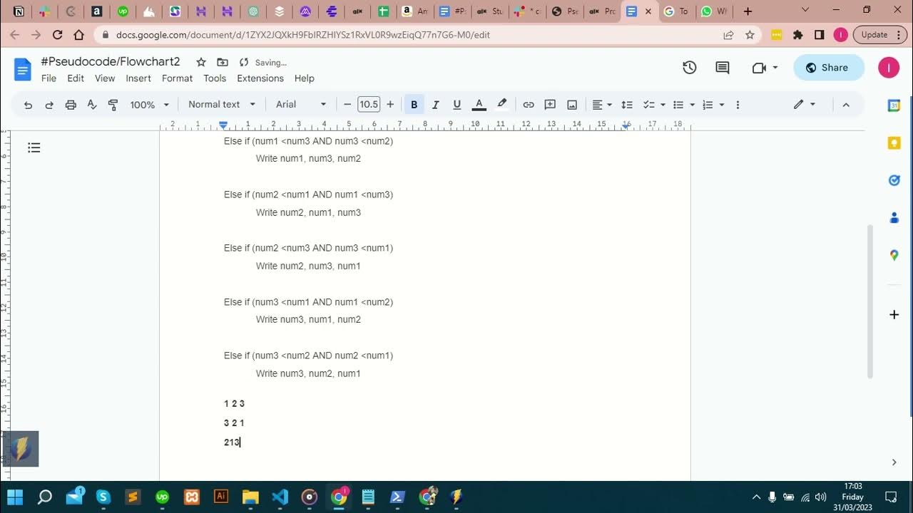To develop an algorithm that reads in three numbers and writes them all ...