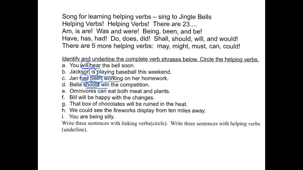 Helping Verb Song