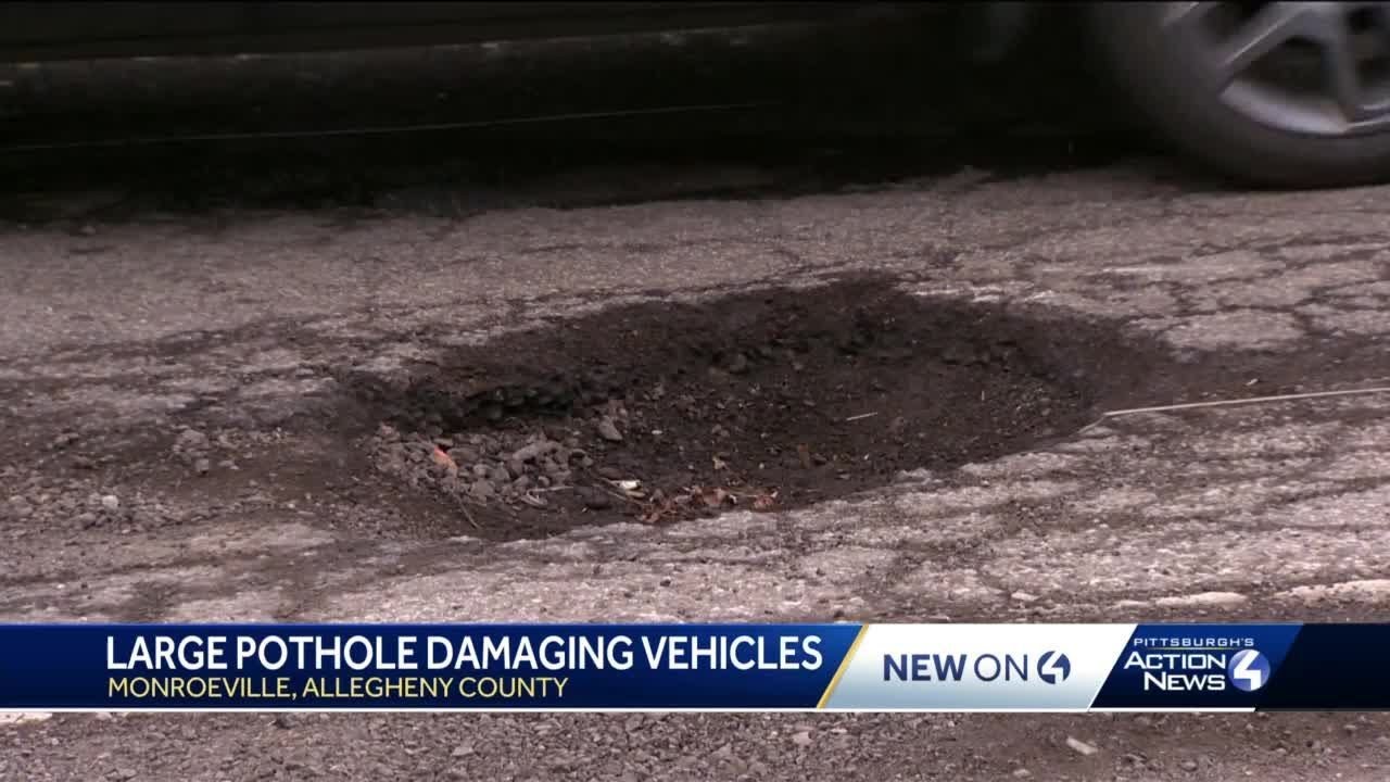 Large pothole damaging cars in Monroeville - YouTube