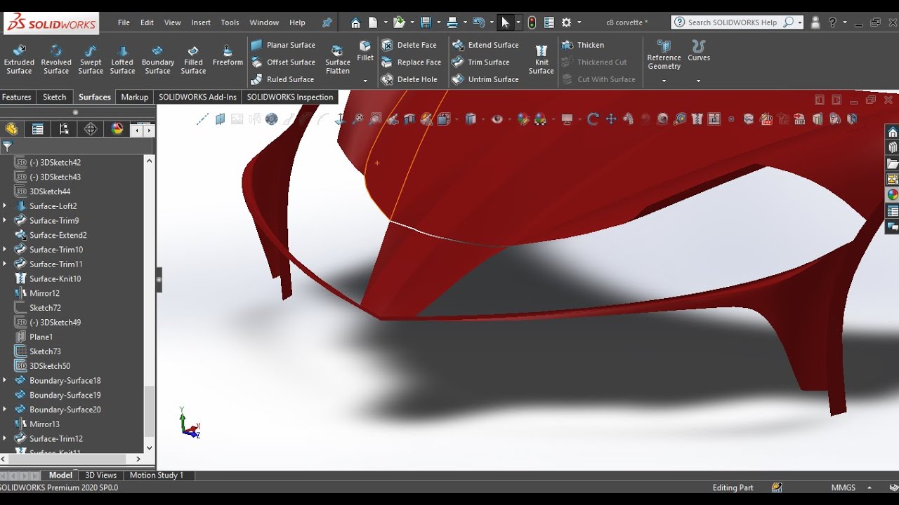 Solidworks tutorial C8 Corvette part 11 - YouTube