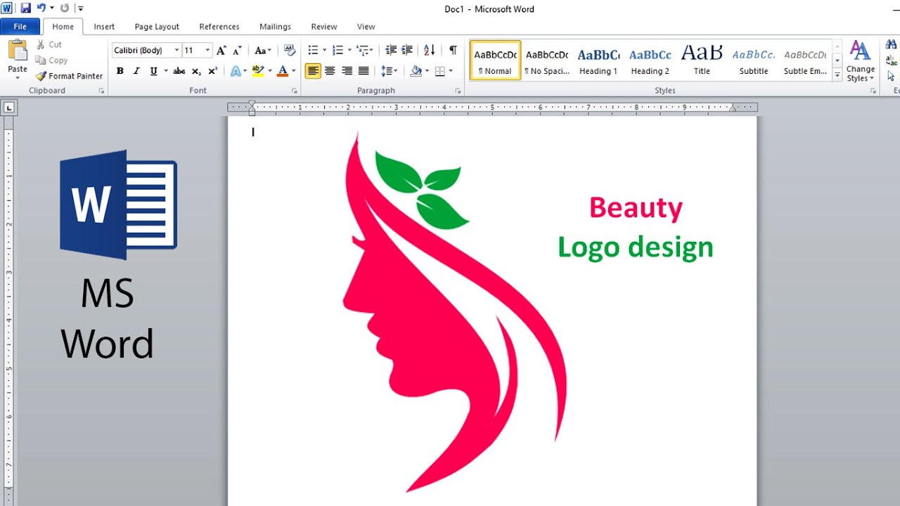 Beauty logo design in microsoft word - YouTube