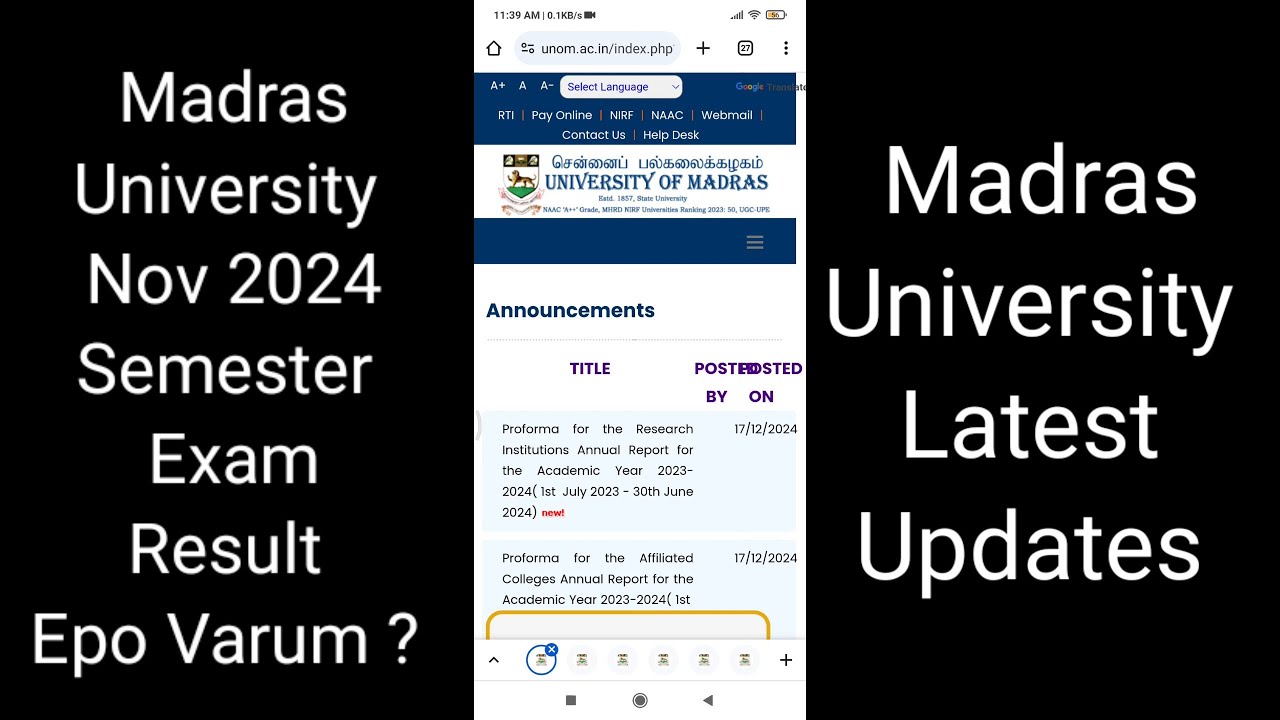 Madras University Nov 2024 Exam Result Epo varum?? - YouTube