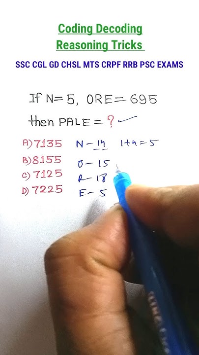 Coding Decoding Coding Decoding Reasoning Tricks Reasoning For Ssc Gd Chsl Mts Wbpsc Youtube